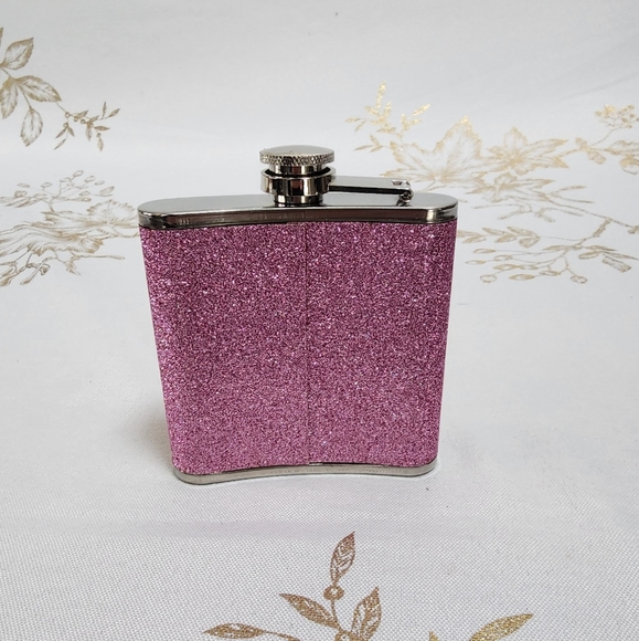 Dining | Vintage Stainless Steel Girls Night Out Pink Glitter Flask ...